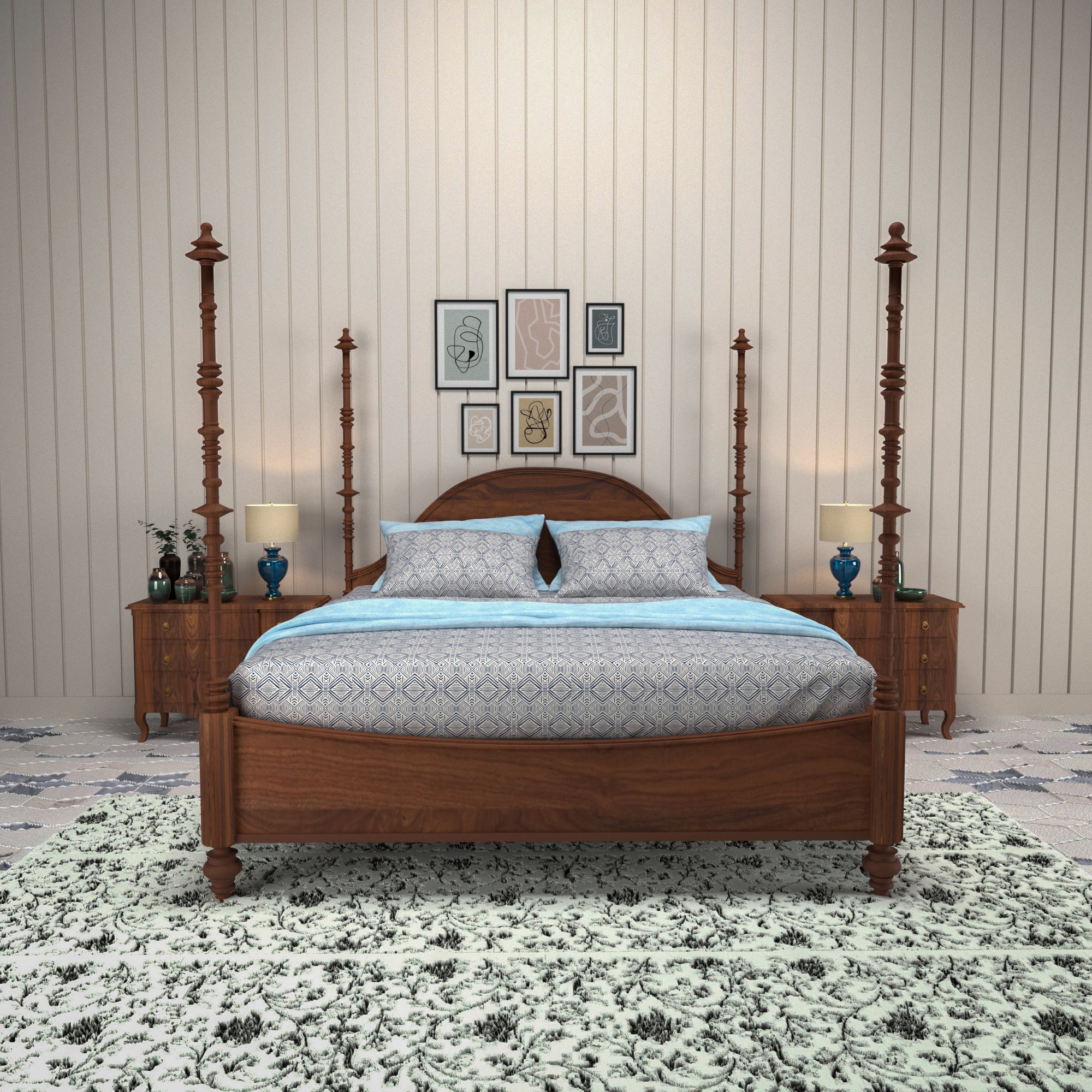 Mango Wood Poster Bed | 4 Poster Bed | King & Queen Size | Chuk Chuk Villa